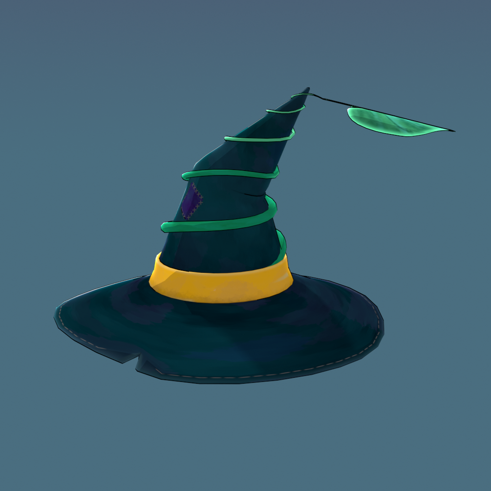 Green Witches Hat VRC Accessory and 3d Model