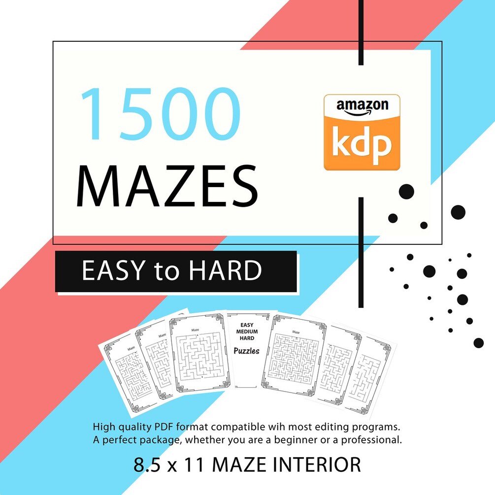 BUNDLE | 1500 Easy to Hard Mazes Puzzle - KDP Interior Templates ...