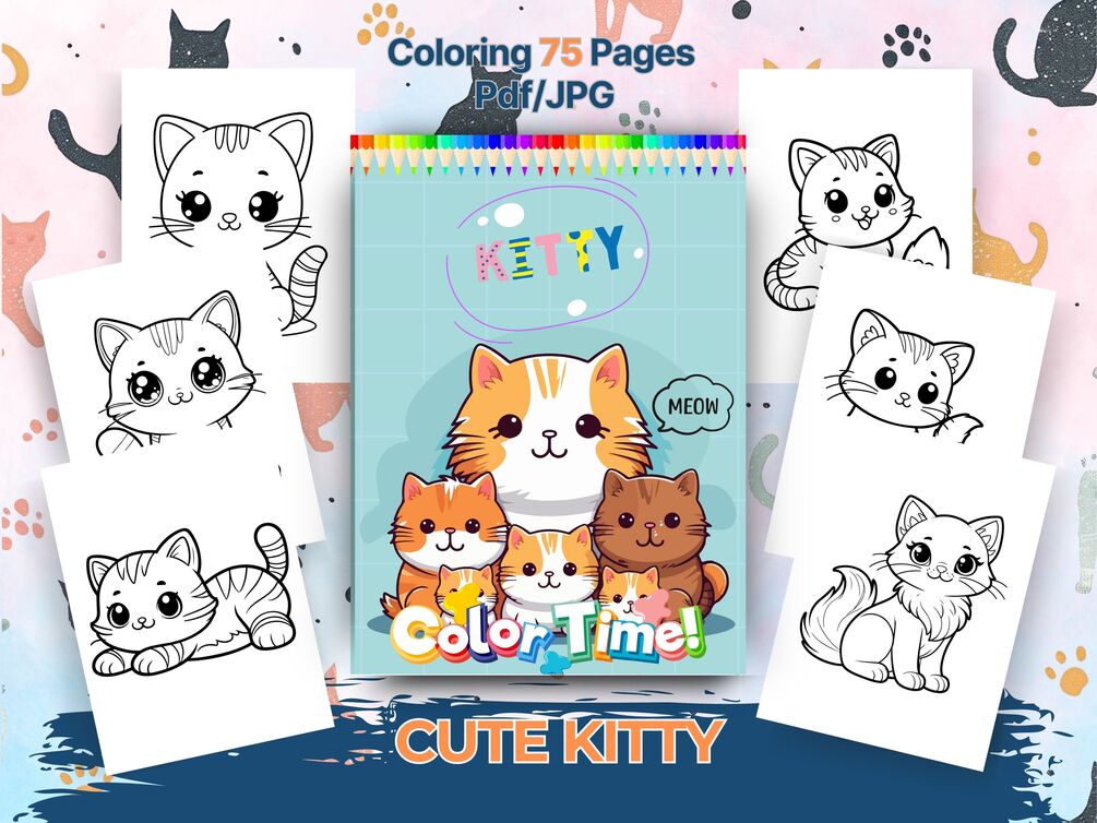 Cute Kitty Coloring Pages (75 Pages) | Purr-fect Fun: 75 Cute Kitty ...