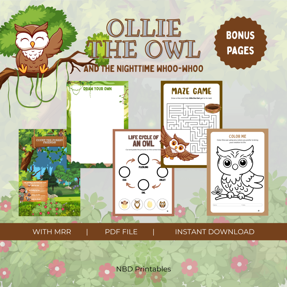 NBD PRINTABLES STORYBOOK : OLLIE THE OWL AND THE NIGHTTIME WHOO-WHOO