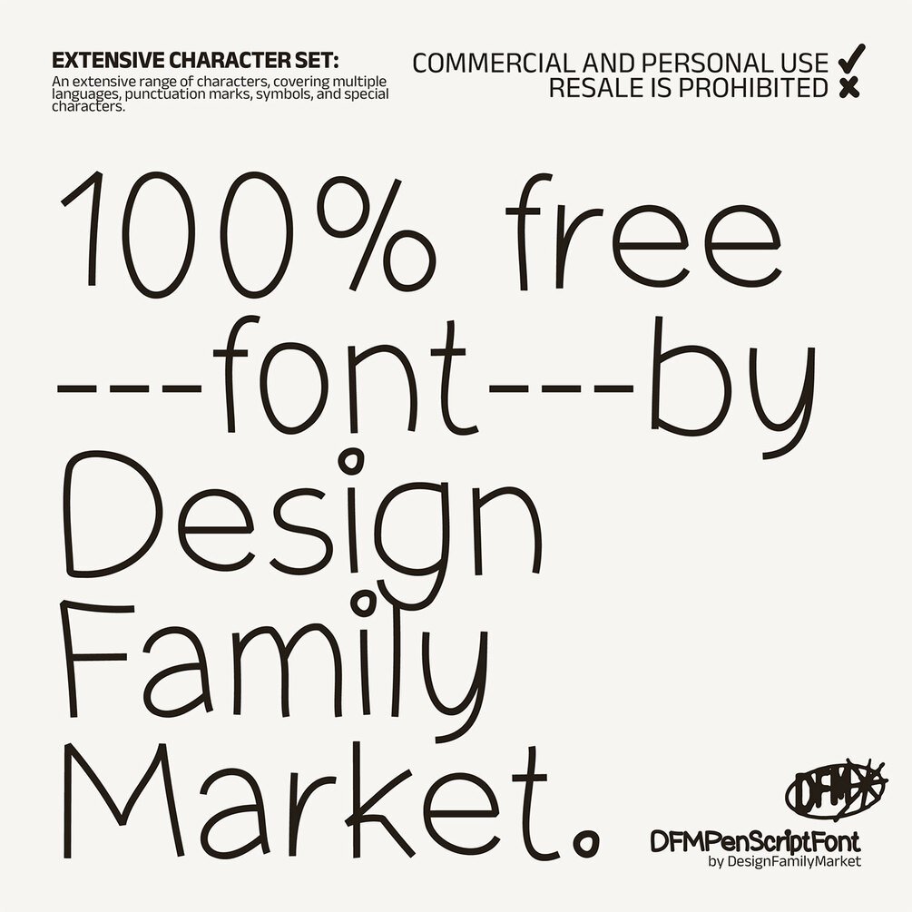 DFM Pen Script Font - Hand-Drawn Linear Doodle Font