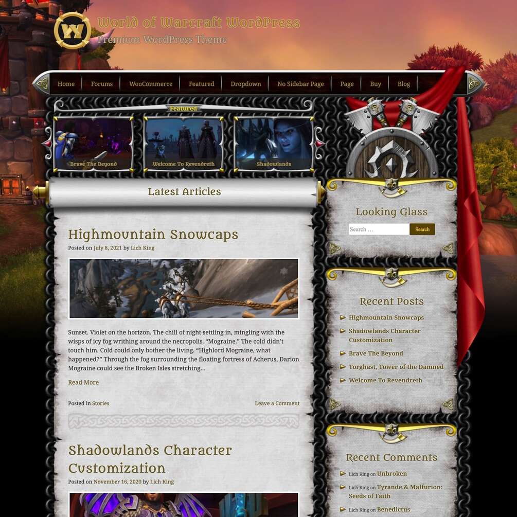 World of Warcraft WordPress "Royal" Theme