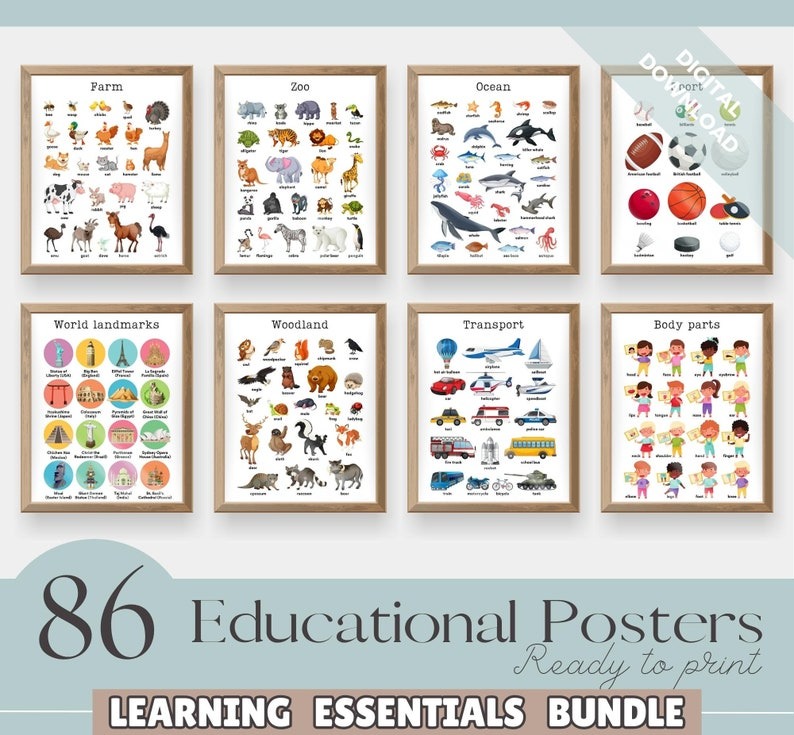Set of homeschool learning posters