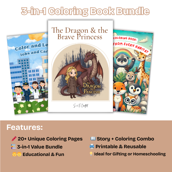3-in-1 Coloring Bundle 3-in-1 Coloring Adventure for Kids – Animals ...