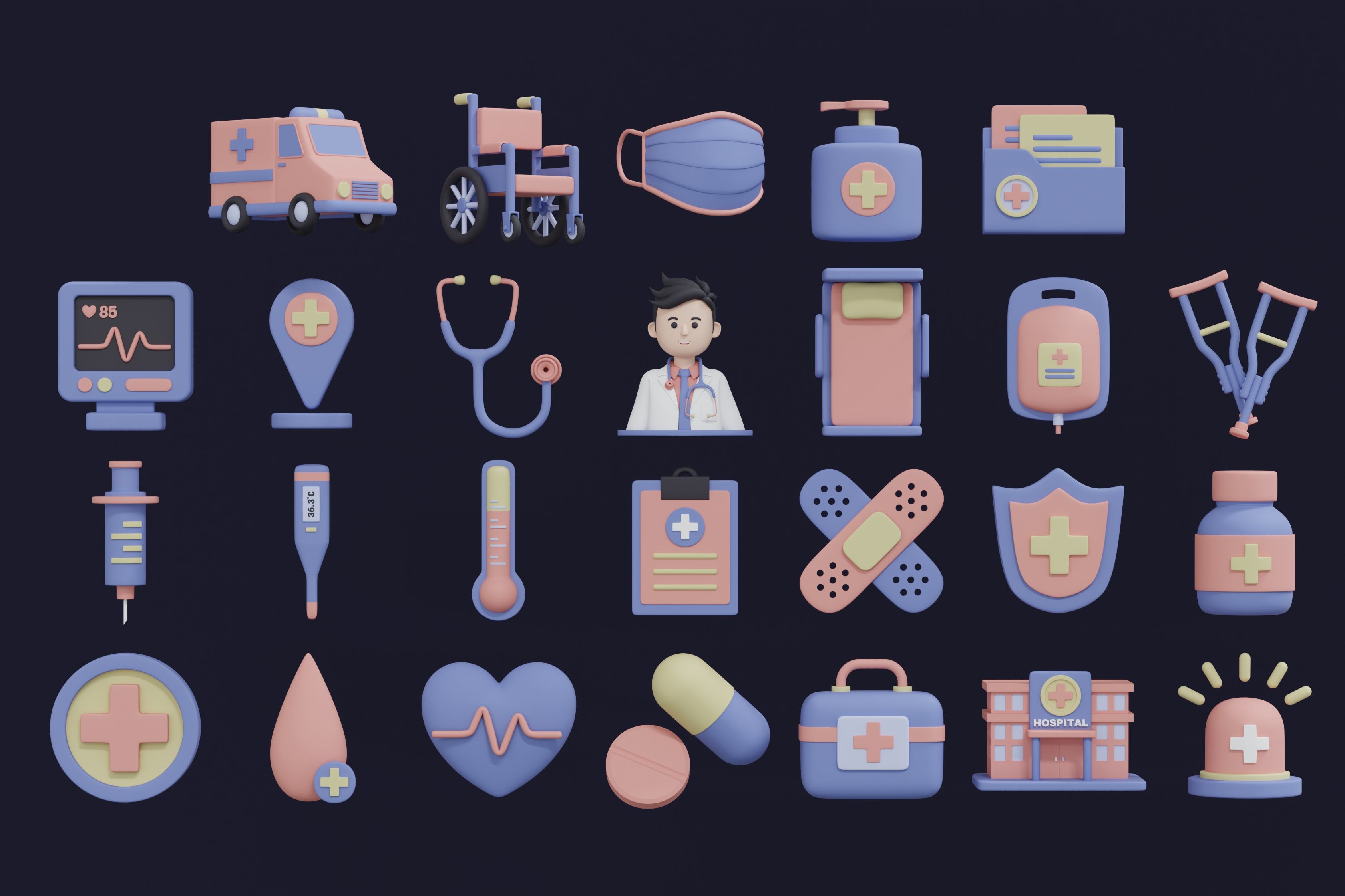 Medical & Health 3D Icon Pack
