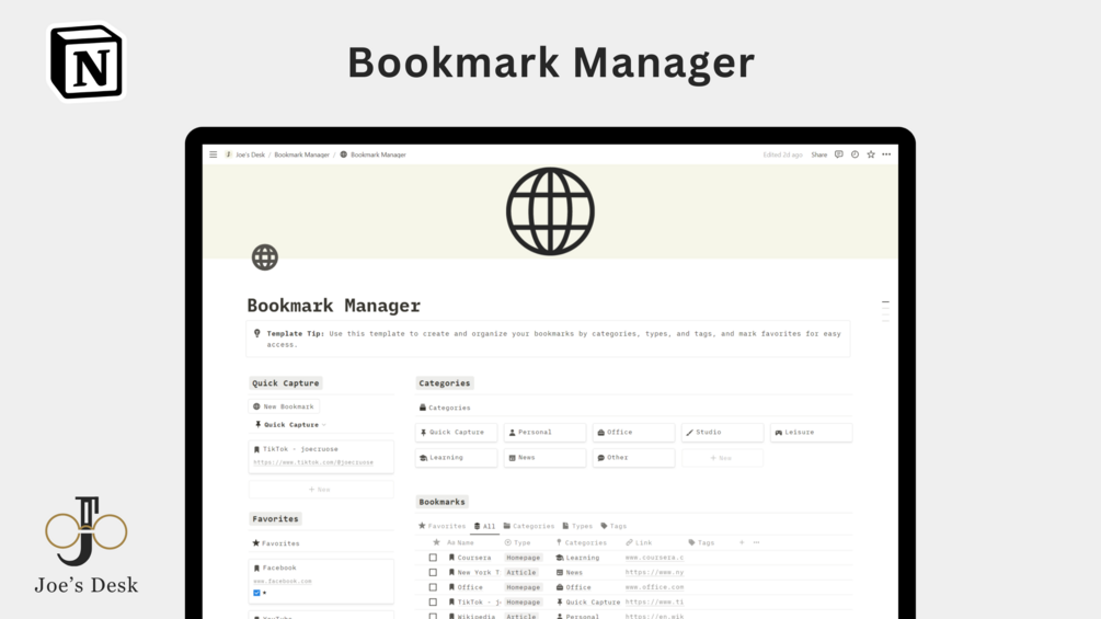 Bookmark Manager | Notion