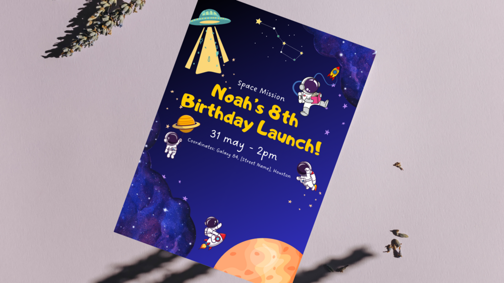 Space Themed Kids Birthday Invitation - Printable Download | Astronaut ...