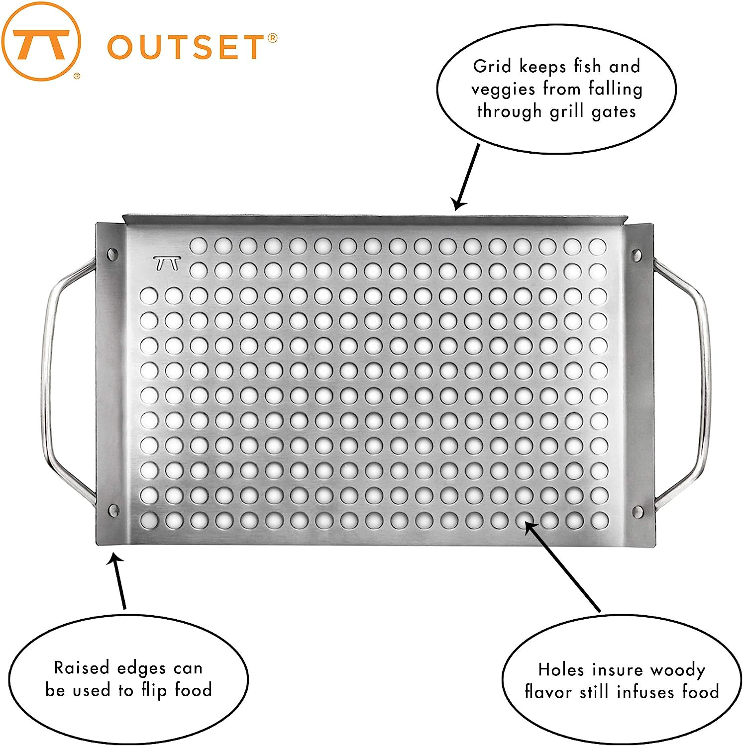 Outset 76630 Stainless Steel Grill Topper Grid, Set of 2, 11"x7" and 11 ...