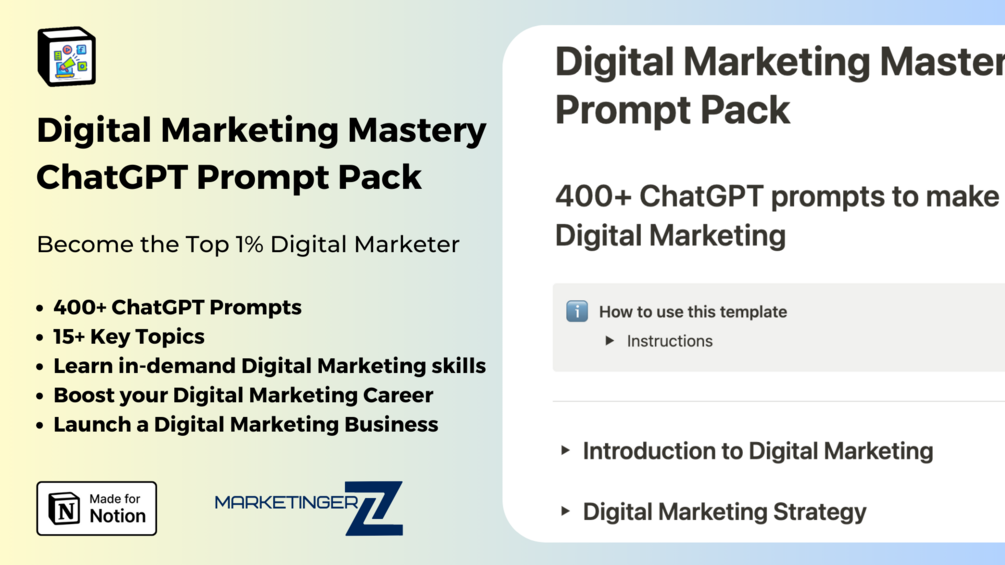 Digital Marketing Mastery ChatGPT Prompt Pack (400+ prompts)