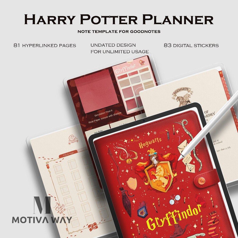 Harry Potter digital planner for wizards Gryffindor for GoodNotes ...