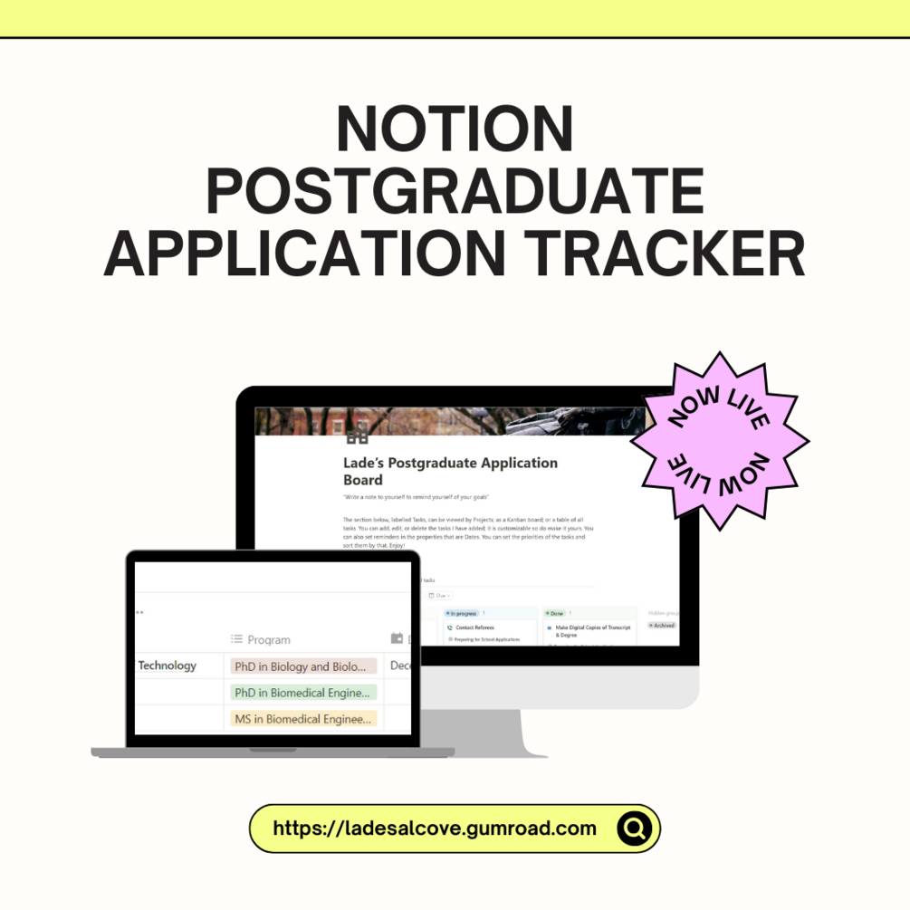 Notion Postgraduate Application Tracker