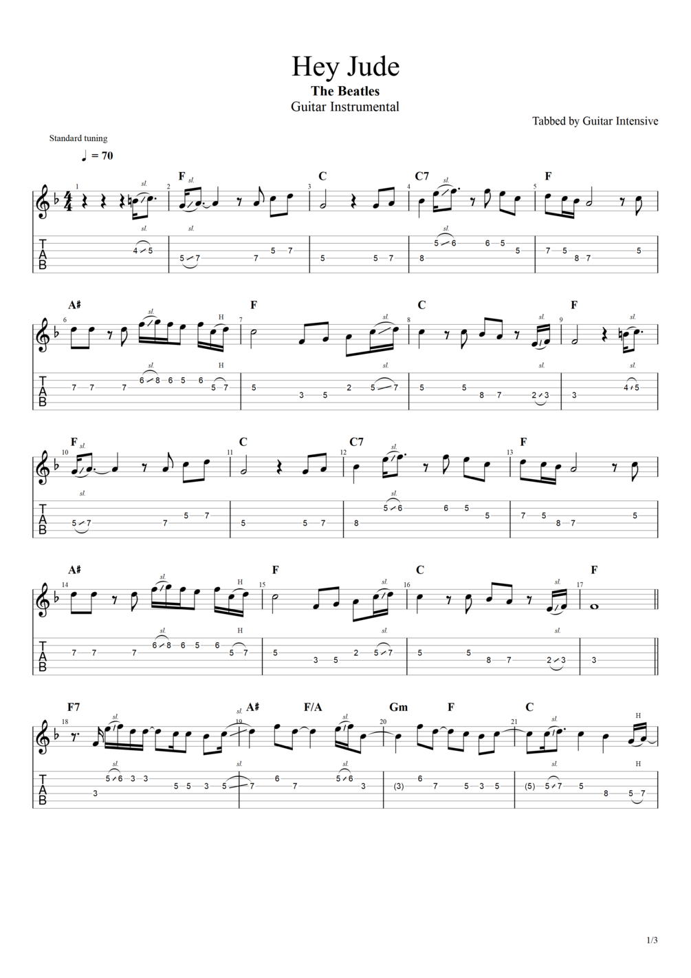 TAB. Hey Jude - The Beatles