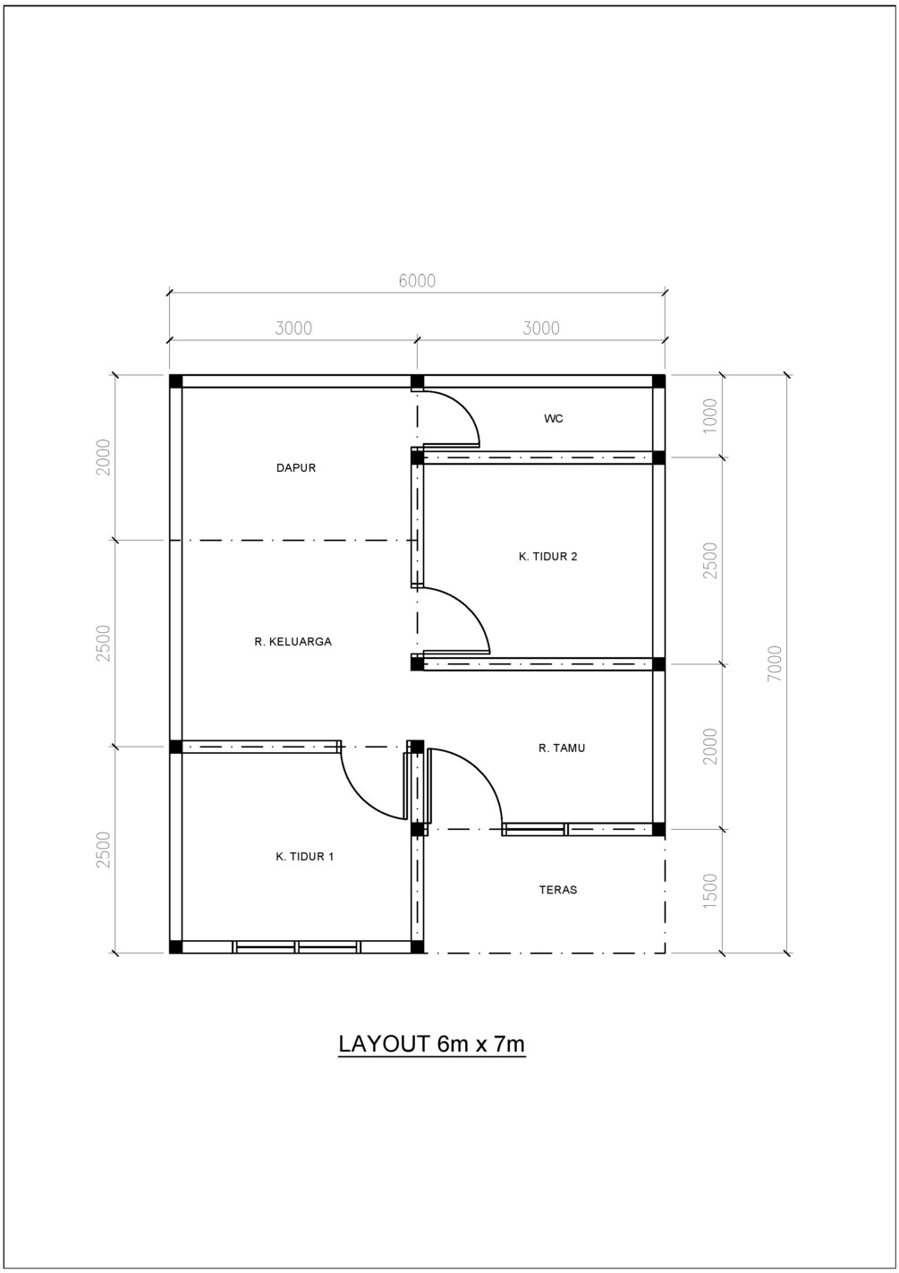 Simple house layout 7m x 6m