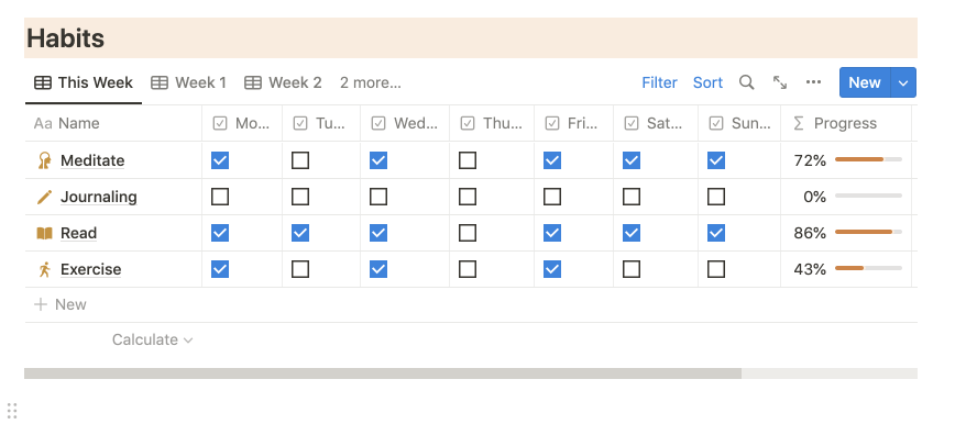 Notion Habit Tracker