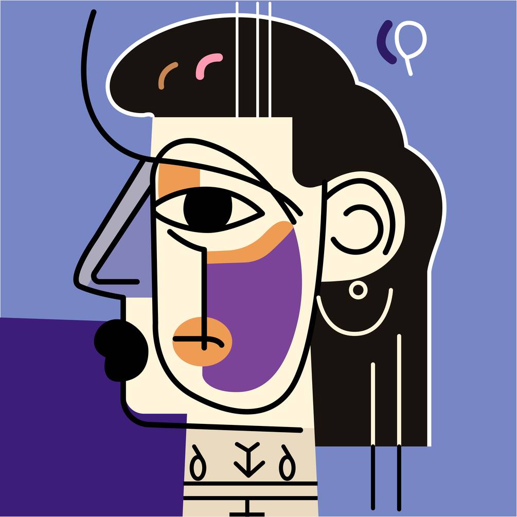 Flat design portrait with abstract shapes 16