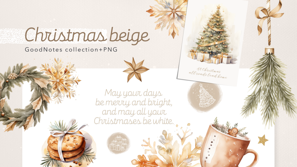 Christmas Beige (GoodNotes+PNG) Stickers