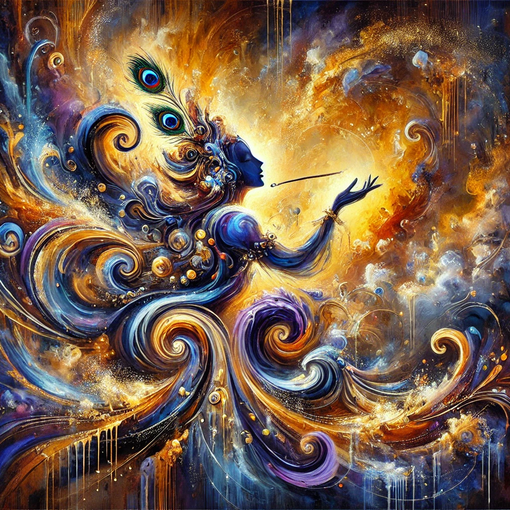 "Divine Symphony of Krishna – Abstract Expressionism" # ...