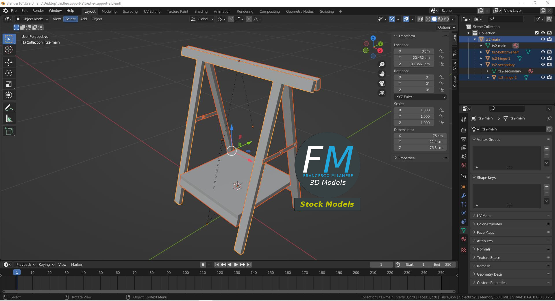 3D MODEL - Trestle support 2