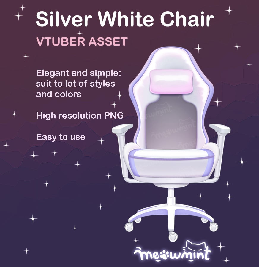 Silver White Gaming Chair - Vtuber Asset