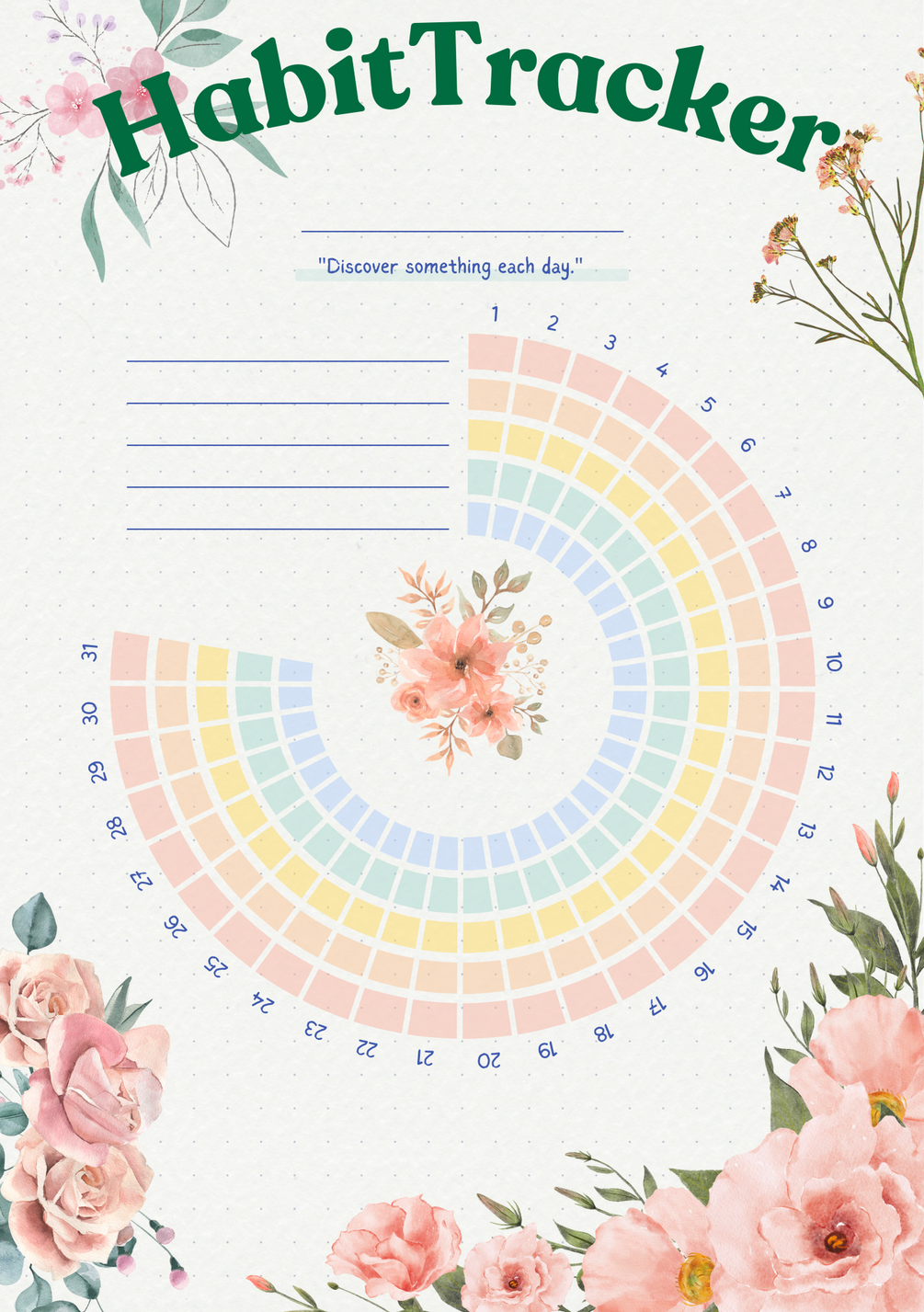 Habit Planner PDF Design A5 14.8x21 cm