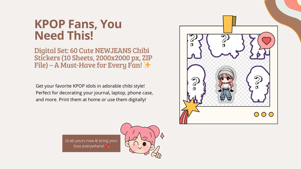 Personal License! Zip Sticker NewJeans Chibi (1 ZIP with 10 sheets ...