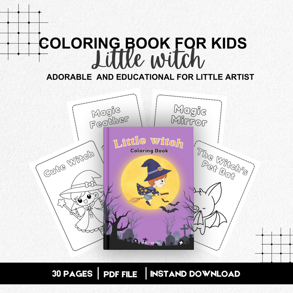 Little Witch: Printable Coloring Book For Early Learners