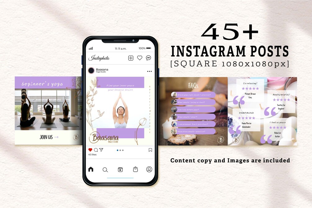 Yoga Instagram Feed Bundle - 90+ Posts and Stories