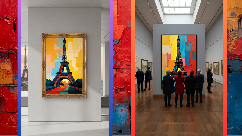 Cubist Eiffel Tower Wall Art - Set of 3 prints