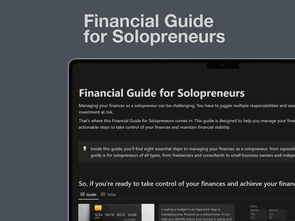 Financial Guide for Solopreneurs: Up for a good start