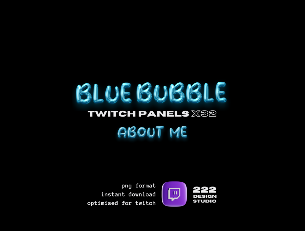 32 Blue Bubble Panels for Twitch/Kick Streamers - Ready to Use - PNG