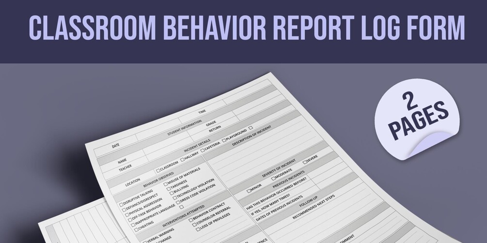 Classroom Behavior Report Form