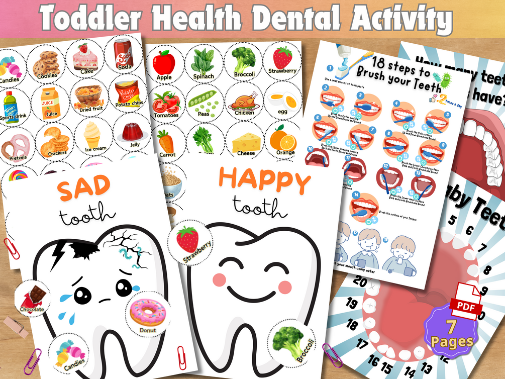 Teeth Toddler Busy Book Dental Care Activities for Kids Healthy vs ...