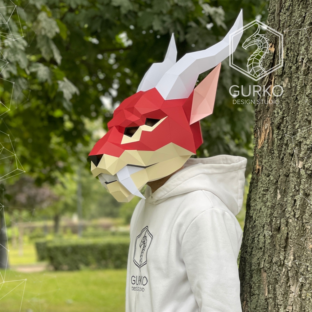 Chimera Mask Papercraft, Cat Mask, Pdf, Gurko, Pepakura, Template, 3D ...
