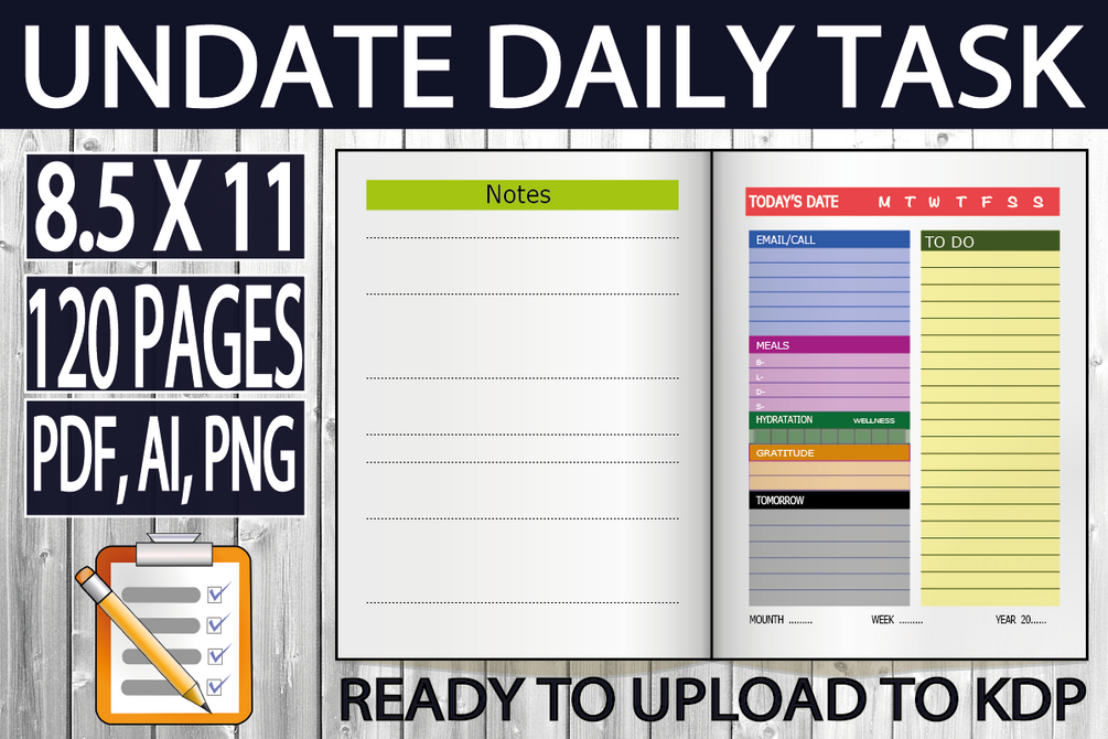KDP Undated Weekly Task Pad Planner