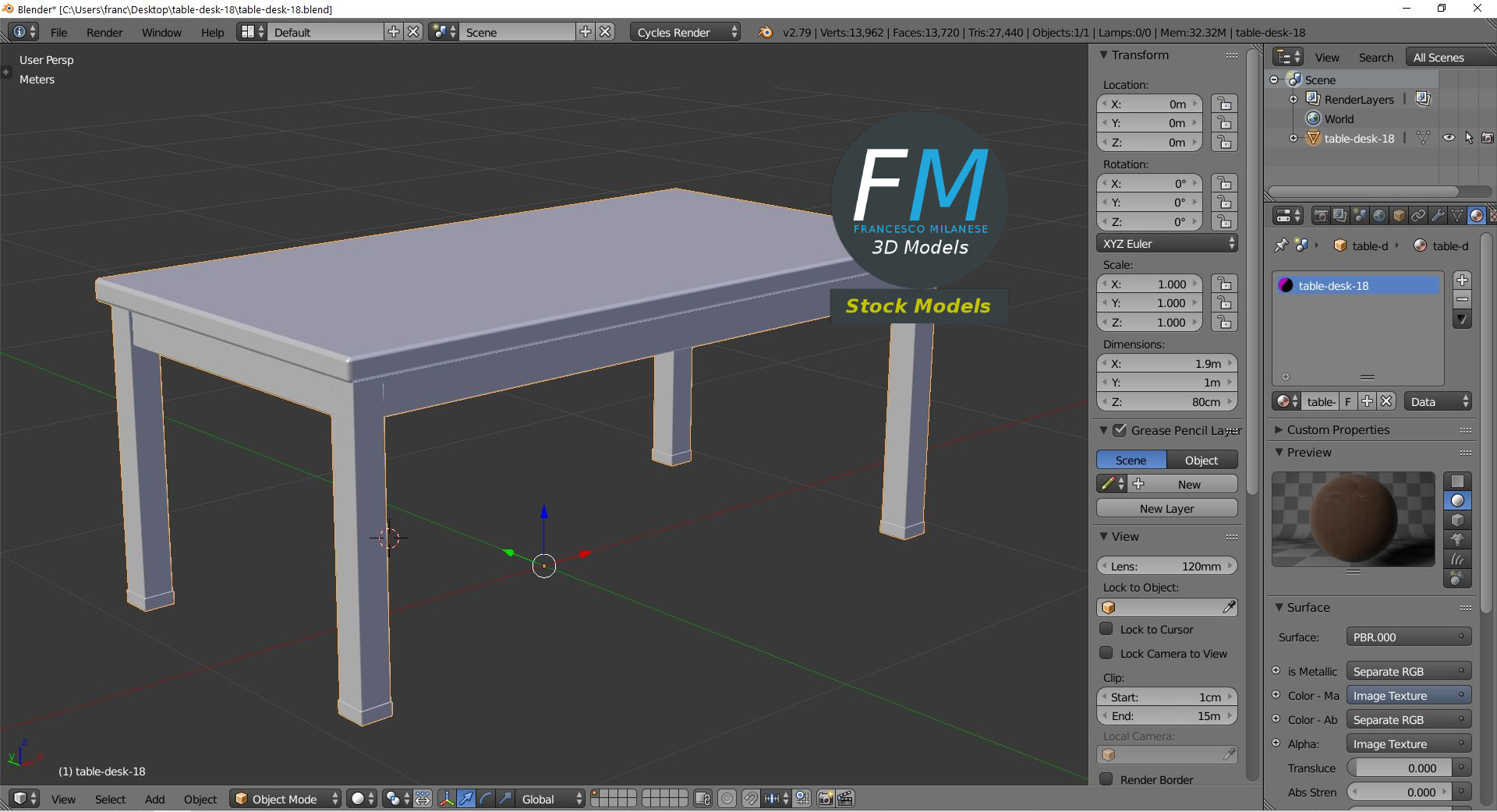 3D MODEL - Table desk 18