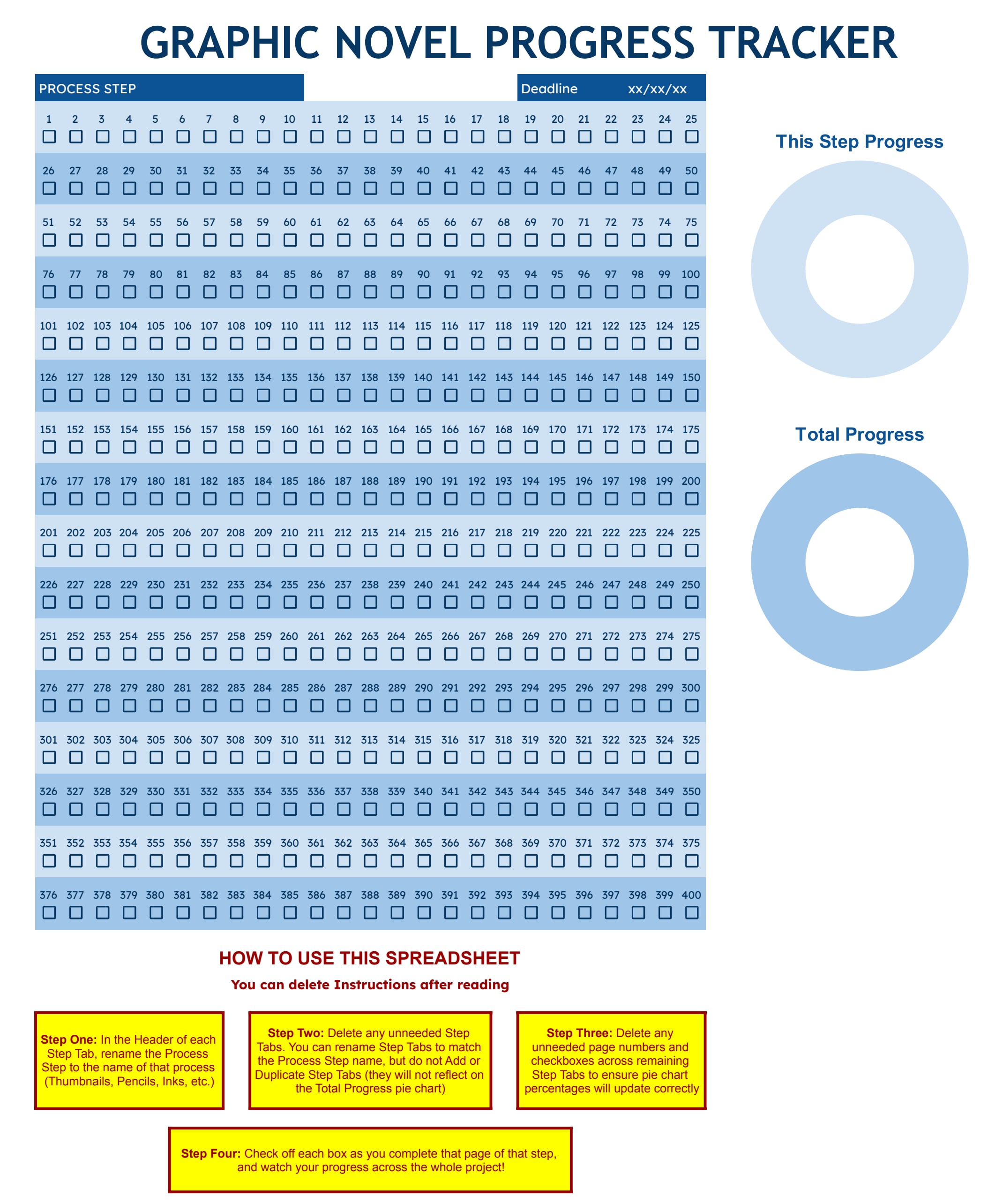 Graphic Novel Progress Tracker (Google Sheets)