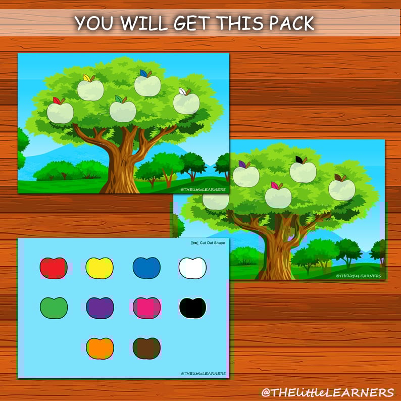 Apple colors matching activity for preschoolers