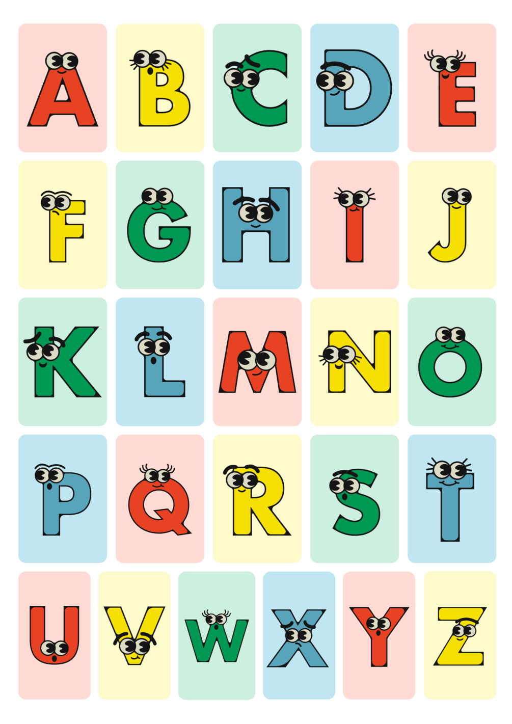 Cartoons Alphabet Letters Poster