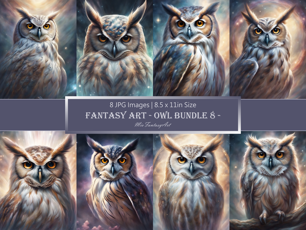 Fantasy Art Owl Bundle 8 - Wallpaper Printable Background