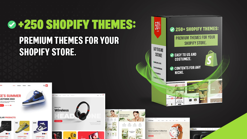 250+ Shopify Themes: Premium themes for your Shopify store.