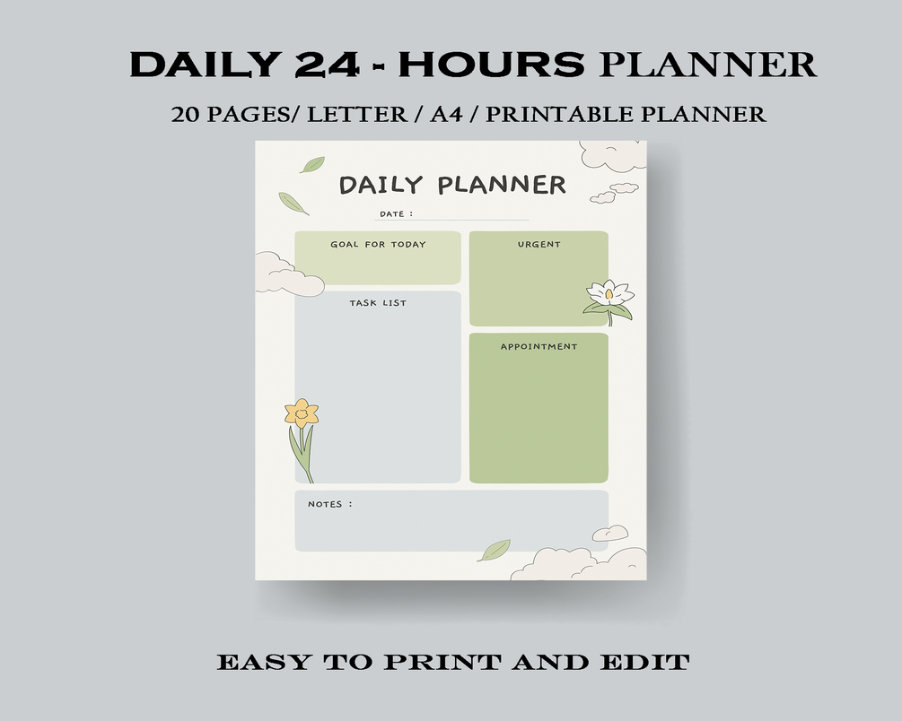 Printable Daily Planner, Personal Daily planner