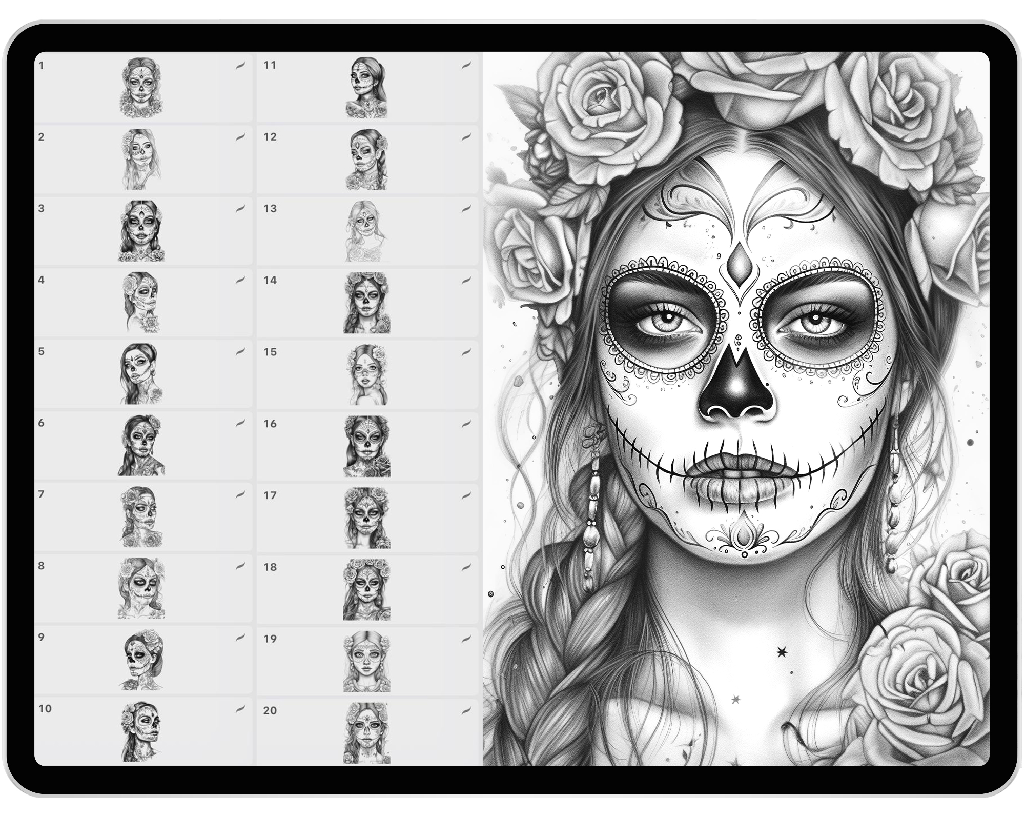 25 Day of the Dead Brushes Collection for Procreate and Photoshop