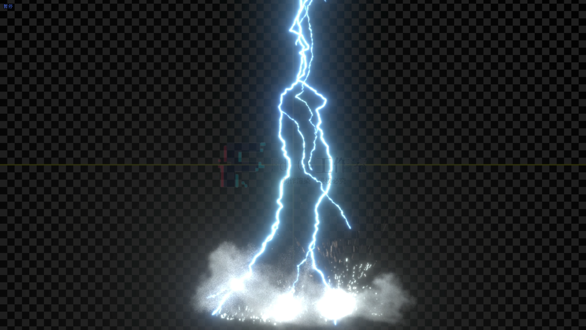 Houdini lightning strikes the ground