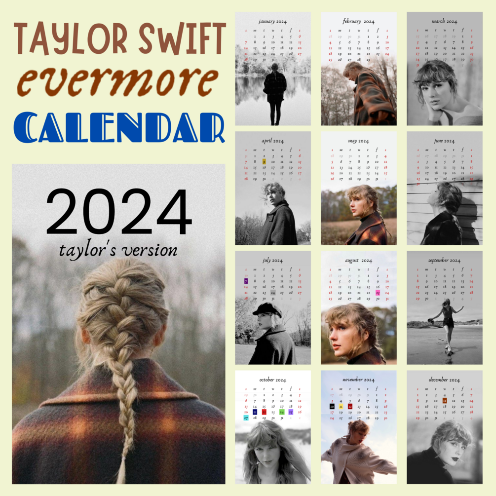Taylor Swift evermore Digital Calendar