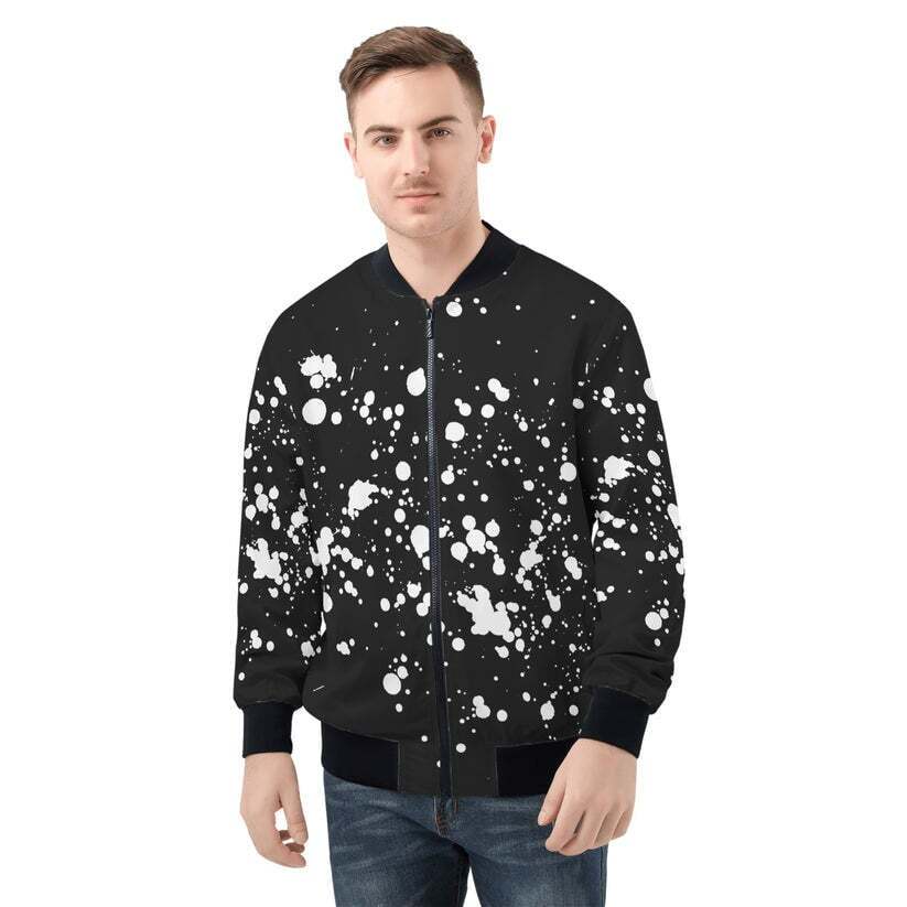 Bomber Jacket "White Paint" for men, black