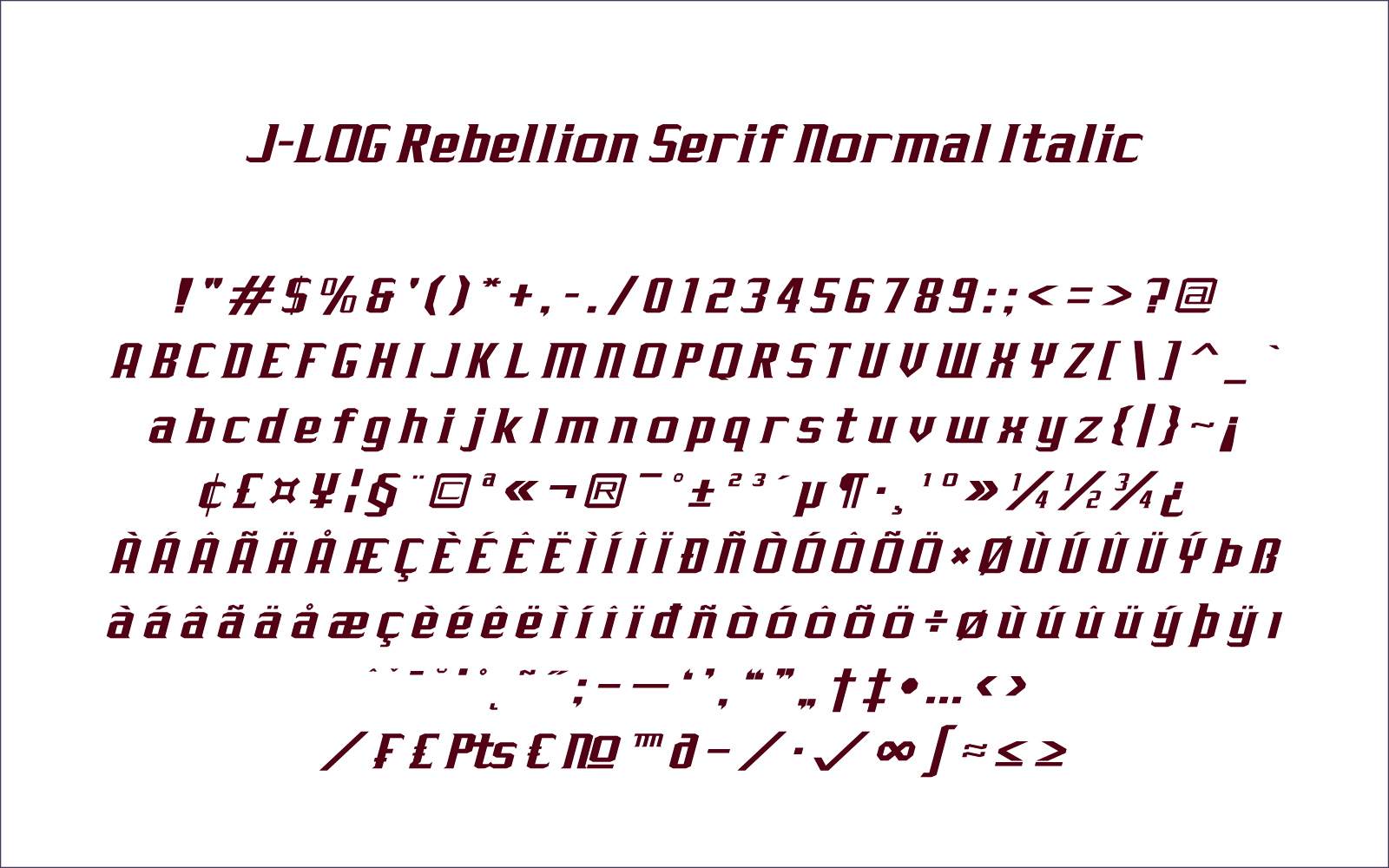 J-LOG Rebellion Serif Normal Italic
