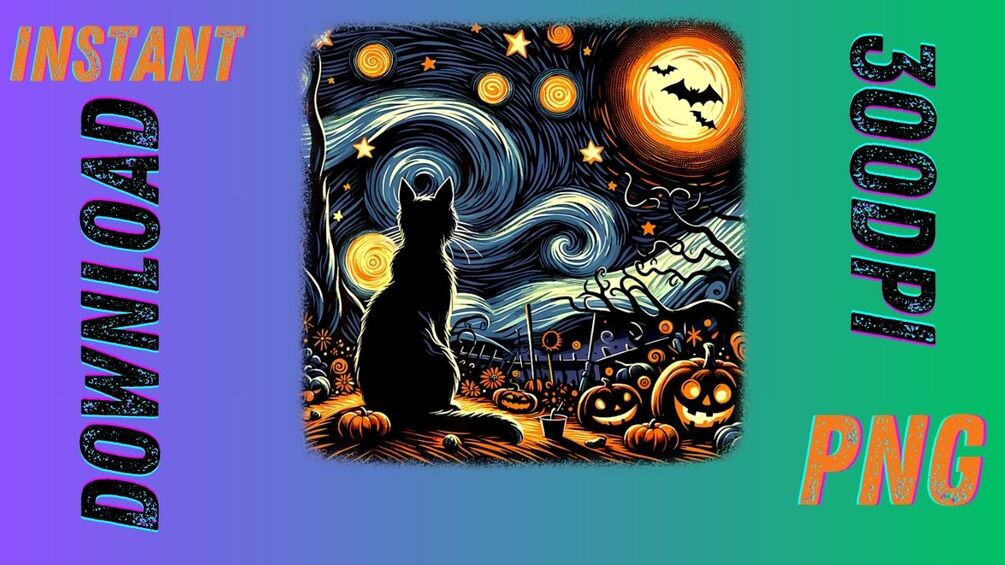 Starry Night Spooktacular: Cat and Pumpkins
