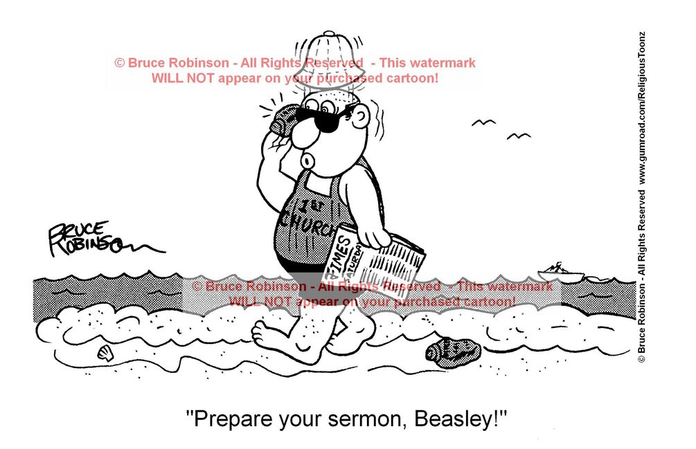 "Prepare your sermon, Beasley!" cartoon
