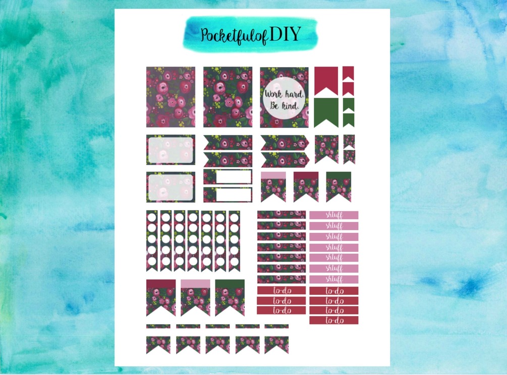 Deep Florals Core Kit // Gray Floral Planner Stickers (100% Original Art)
