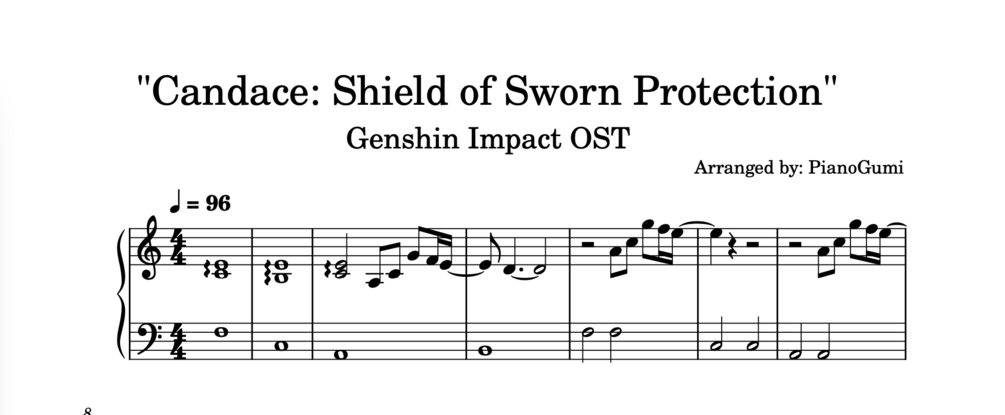 Genshin Impact OST - "Candace: Shield of Sworn Protection" - EASY Piano ...